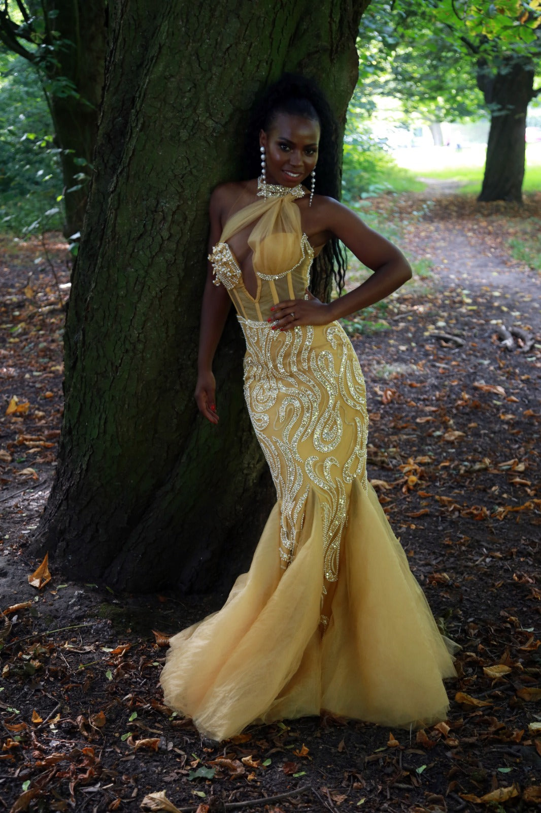 Gold Pearl Beaded Dress seven.streets